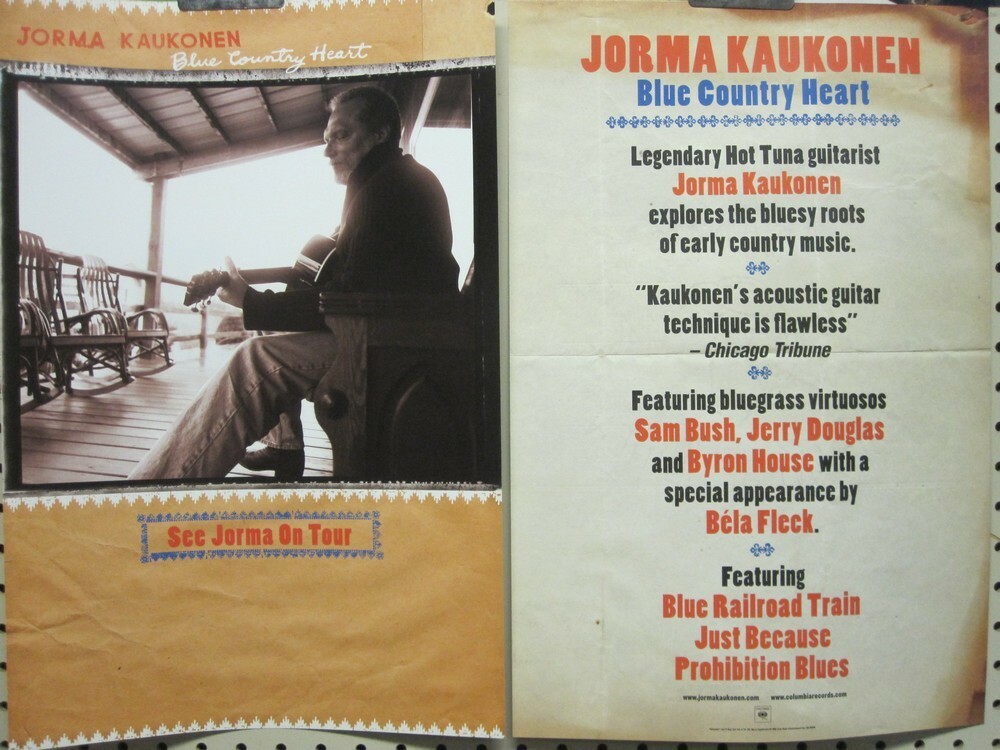Jorma Kaukonen 2002 Blue Country Heart 2 sided promo poster Mint New ...