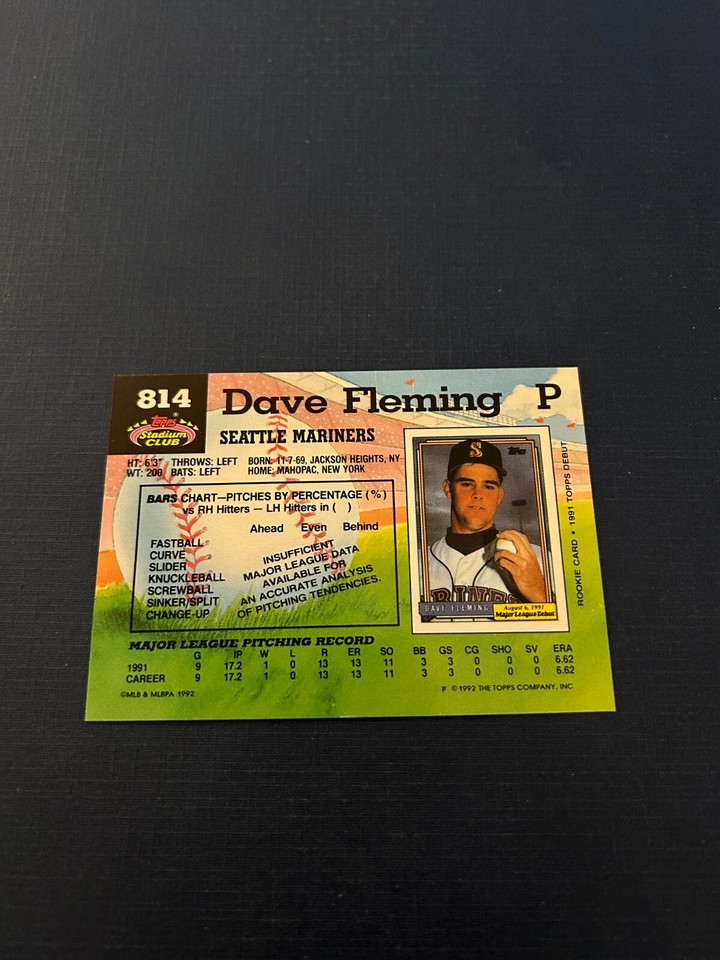 1992 Stadium Club Baseball Dave Fleming #814 Set Break NM | eBay
