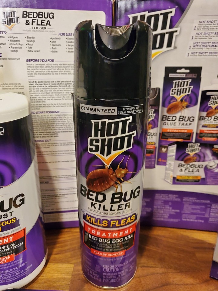 Hot Shot Bed Bug Killer Glue Trap Killer Dust Flea Fogger Treatment Kit ...