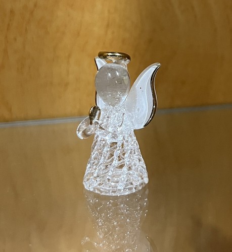 Vintage Small Clear Glass Angel Figurine With Gilding | eBay