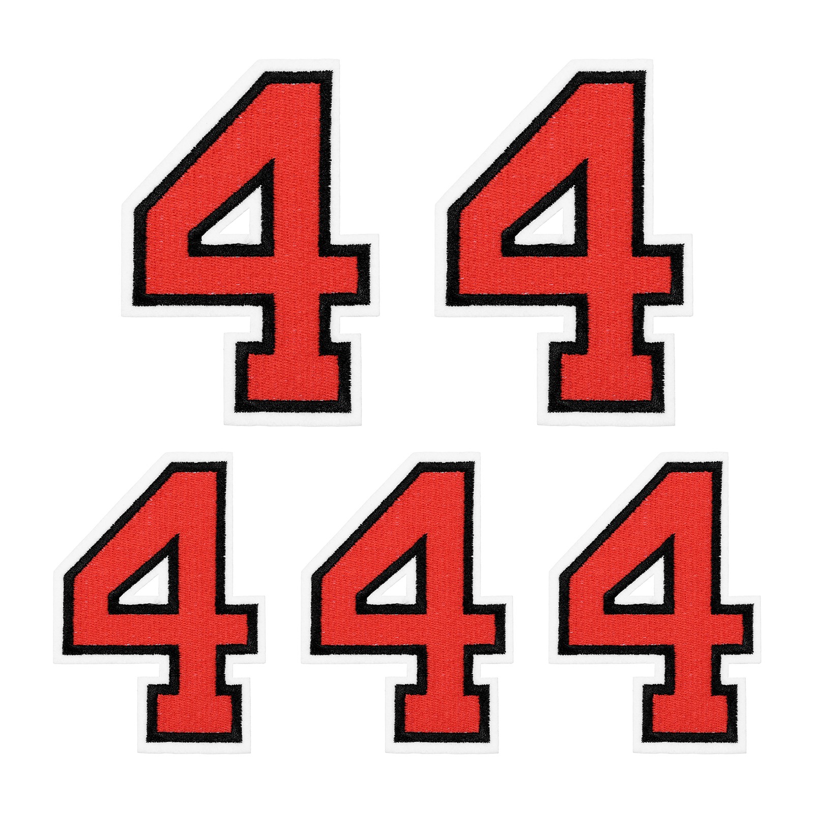 Embroidered Number Patches 4.4"/3.1" Number 4 Iron on Patch (Red, Pack ...