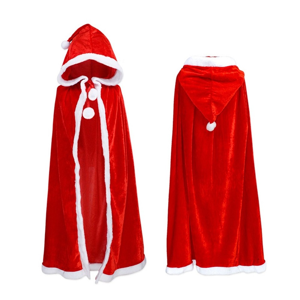 Christmas Cloak Hooded Gown Christmas Cosplay Dress Cape Winter Warm ...