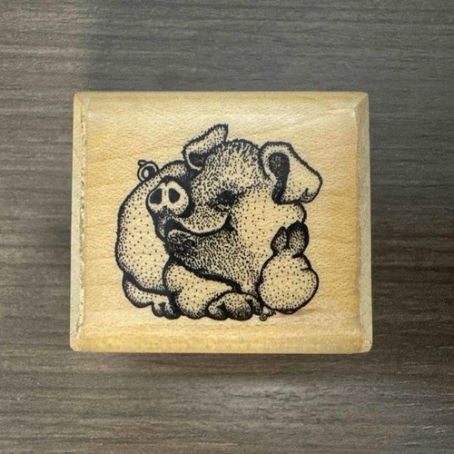 Vintage Mostly Animals "Just a Little Smug" PIG Wood Block Rubber Stamp 418-S3 | eBay