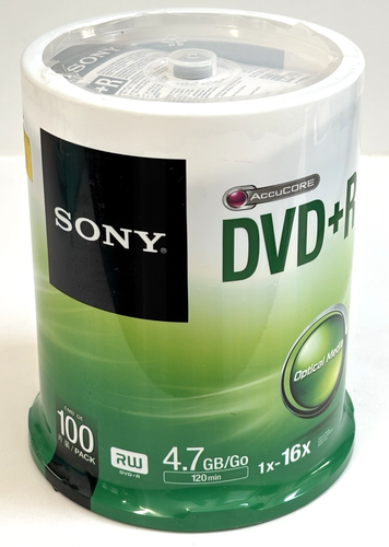 Sony DVD+R 4.7GB 120 Min 16X Blank Media Disc 100-Pack ~ New/Factory ...