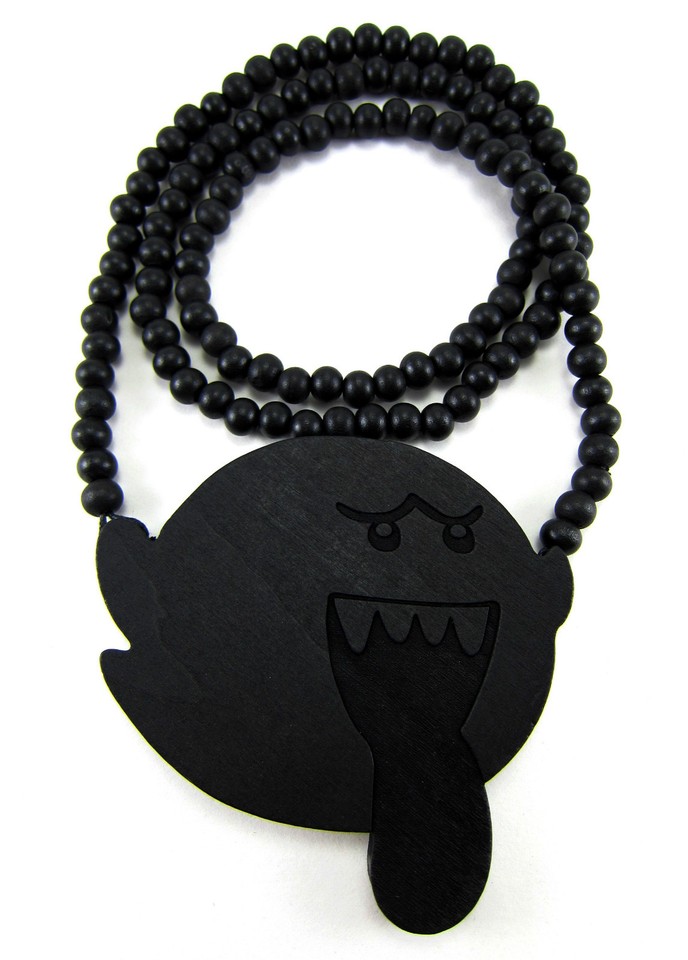 Wooden Boo Ghost Pendant Piece 36" Chain Necklace All Good Wood Mario ...