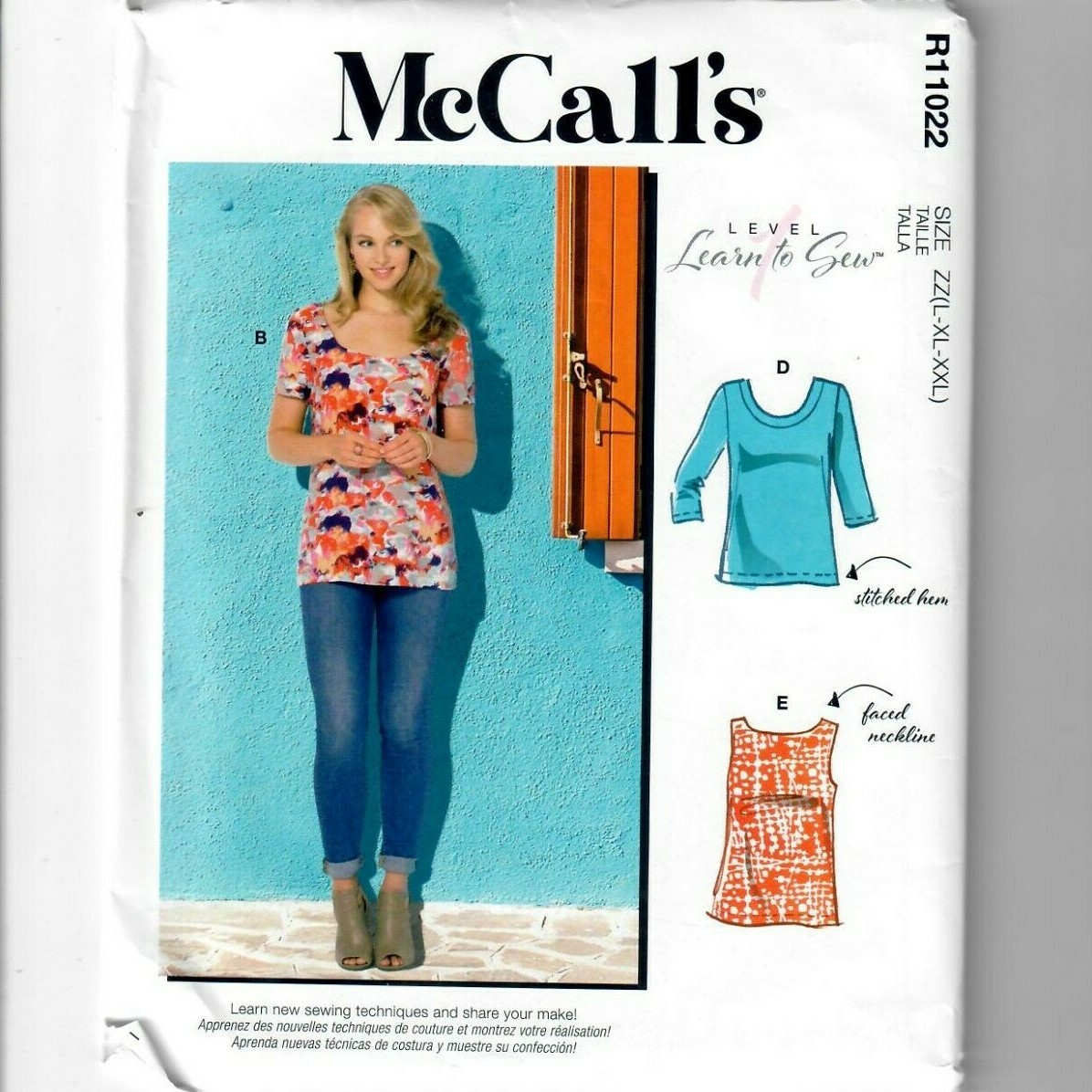 M7322 Misses' Pullover Tops McCall's Sewing Pattern Sizes XS-S-M OR L ...