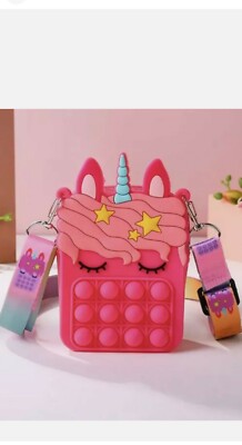 Unicorn Poppet Bubble Fidget Sensory Bag Toy Handbag Mini Purse - 8cm X ...