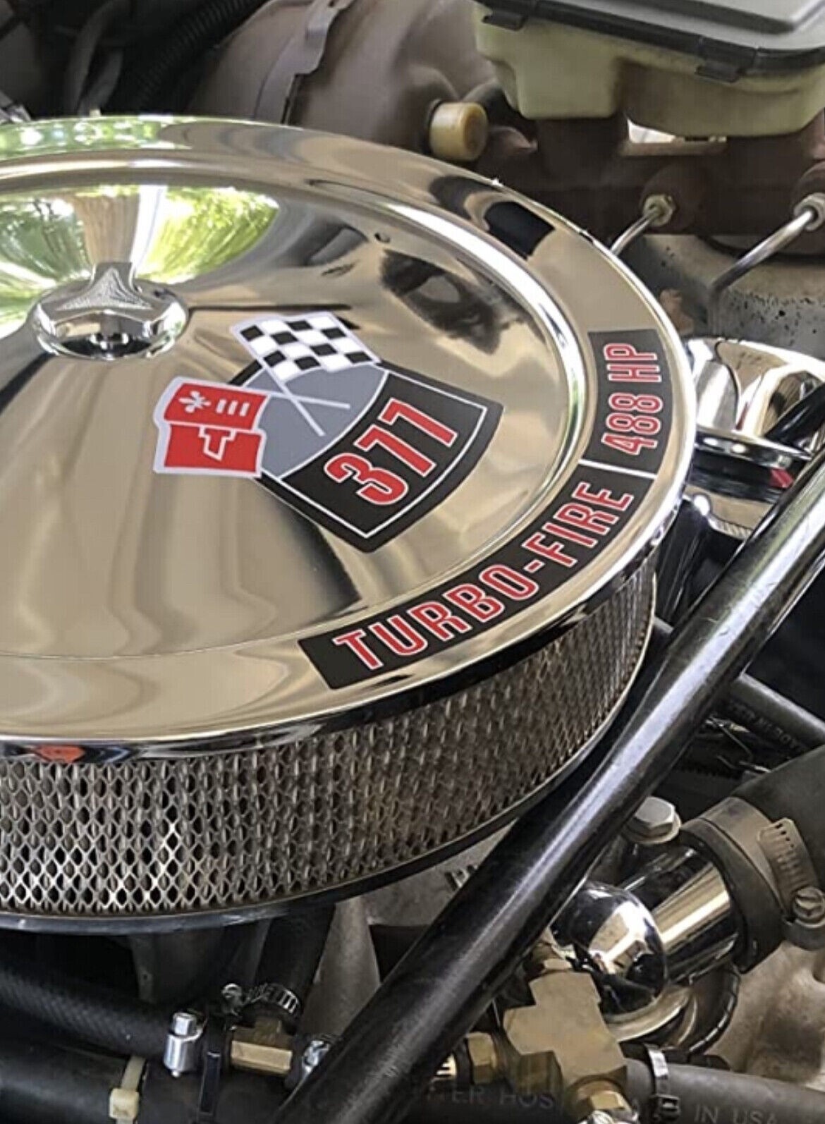 Chevy Turbo-Fire Black Air Cleaner sticker decal * ANY HP * 8.3"x2.1 ...