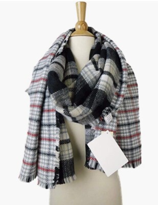 Collection XIIX Reversible Plaid Fringe Blanket Scarf Wrap Mixed color ...