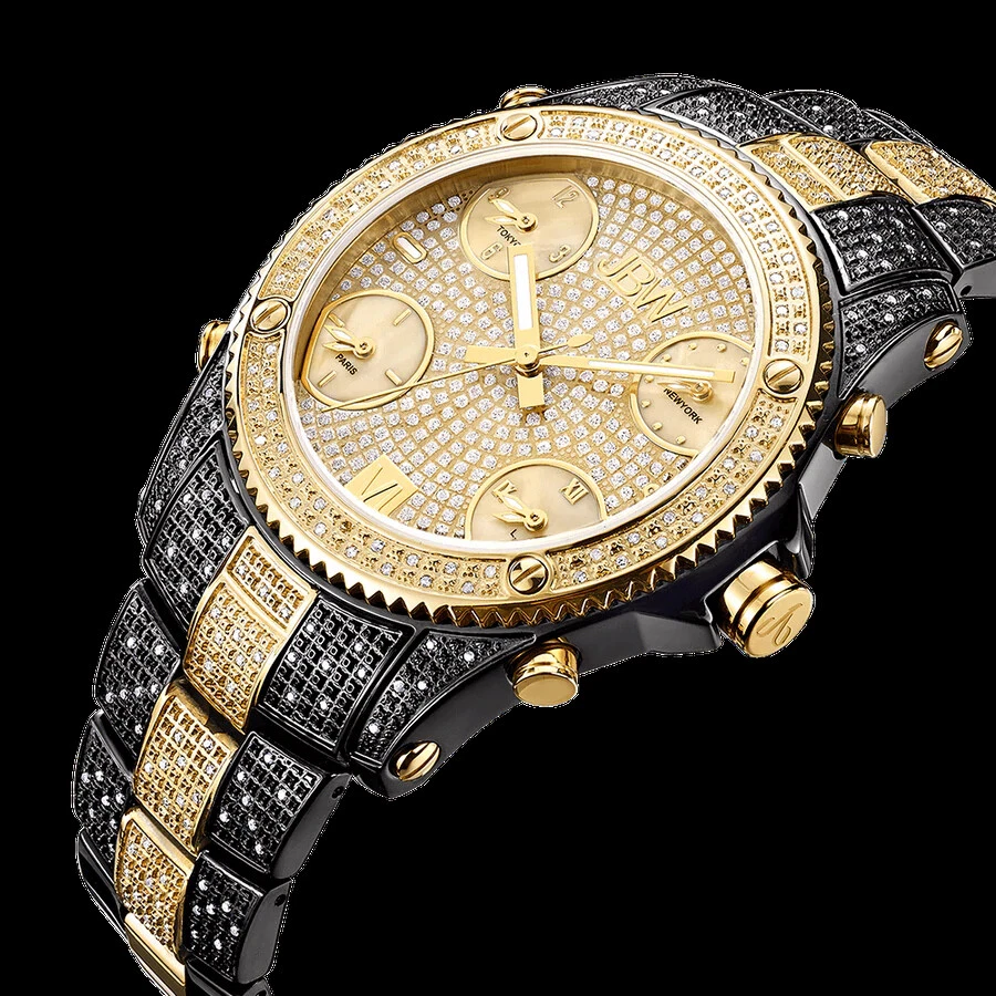 JBW Phantom Chronograph Quartz Diamond Black Dial Men's