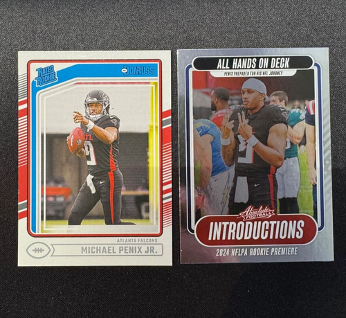 2 x Lot Michael Penix RC Donruss Rated Rookie #308 & Absolute ...