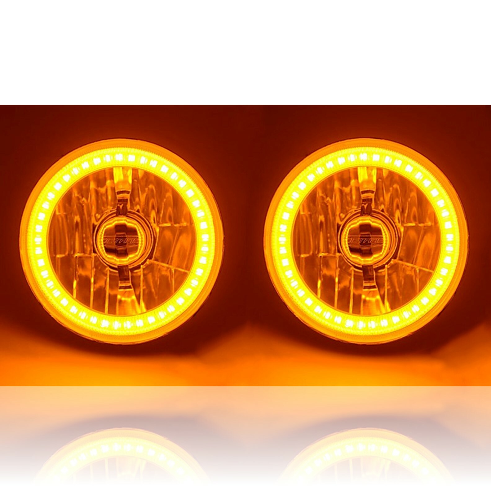 5-3/4 SMD Amber LED Halo Halogen Bulb Headlight Angel Eye Crystal Clear ...