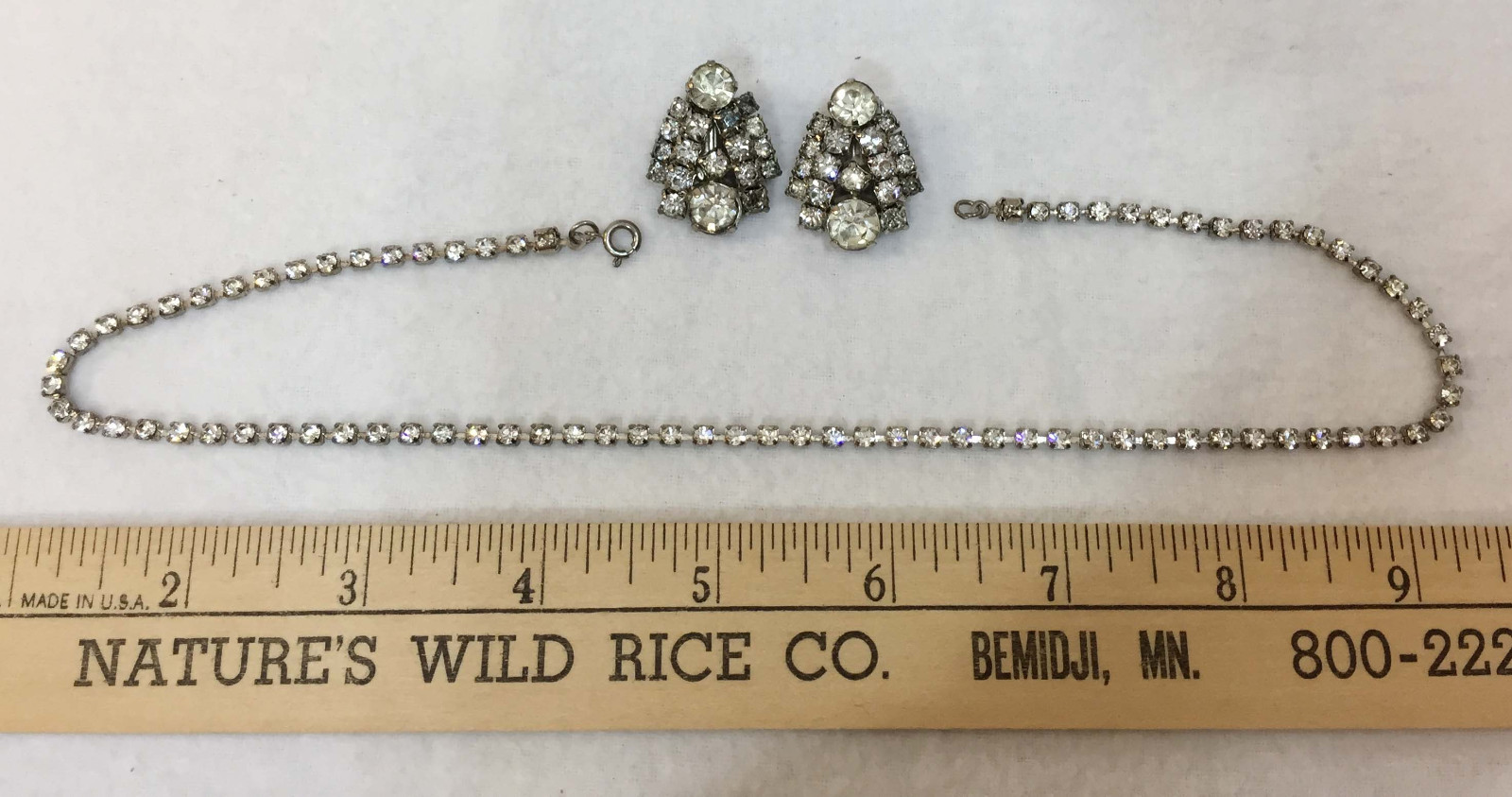 Necklace Rhinestone Strand Choker Collar & Clip On Earrings Lot 2 ...