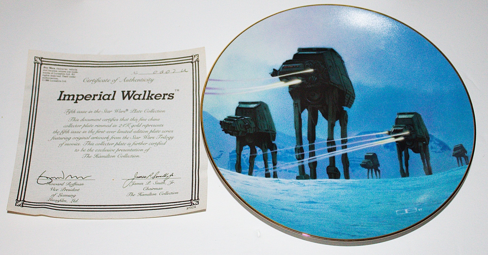 Star Wars Imperial Walkers Ltd Numbered China Plate 1986 COA NO BOX NM ...