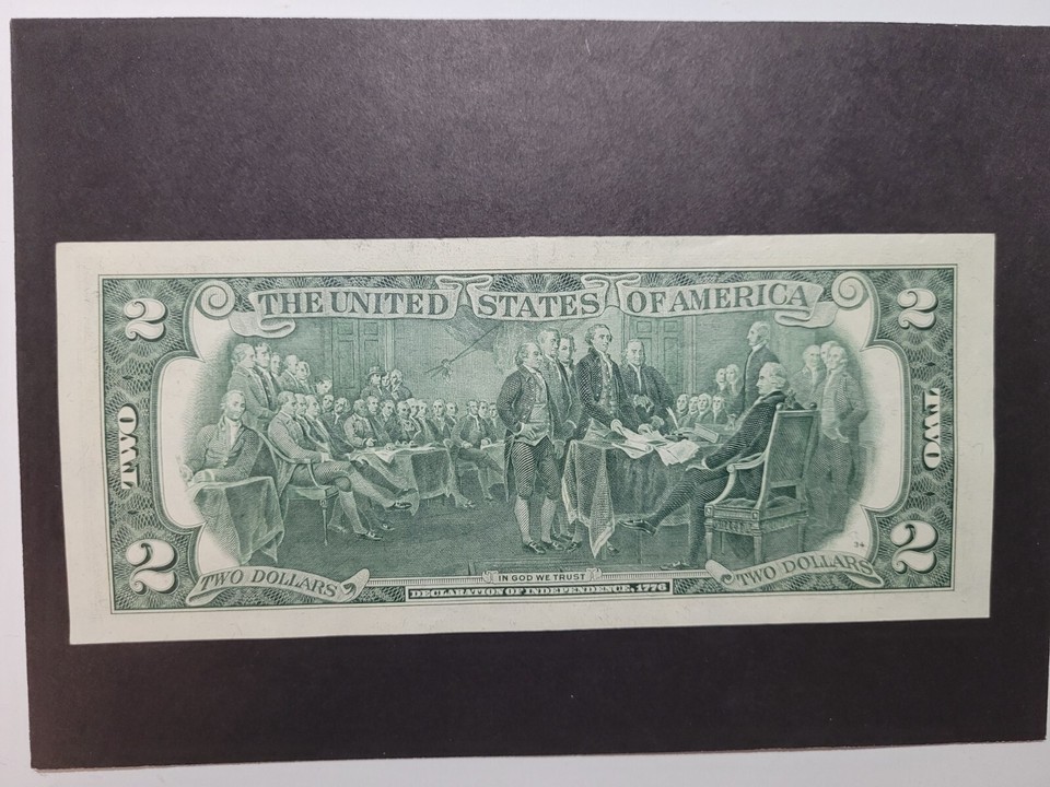 E, year 1976, Two dollar bill, $2 US real money, 444, bank note ...