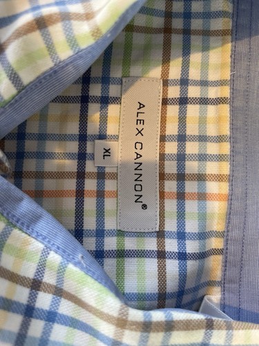 Men’s Alex Cannon Blue Plaid Button Down Shirt Xl Cotton | eBay