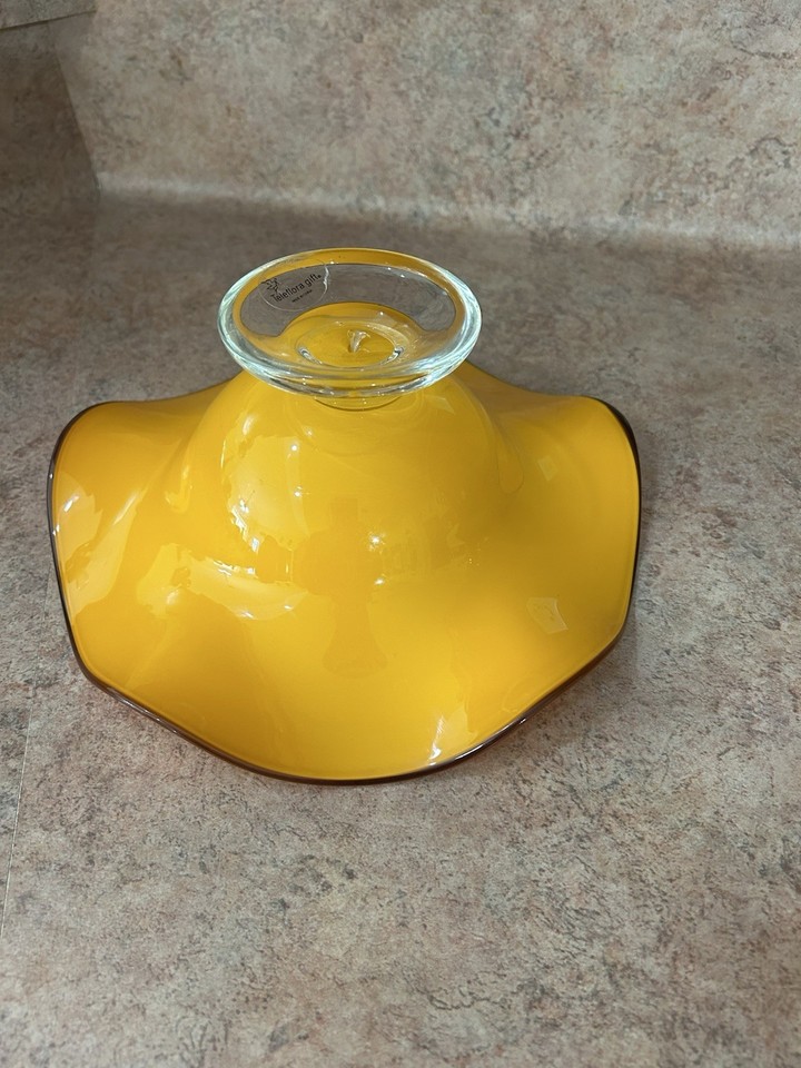 Teleflora Orange Wavy Clear Stand Bowl Vase Decoration | eBay