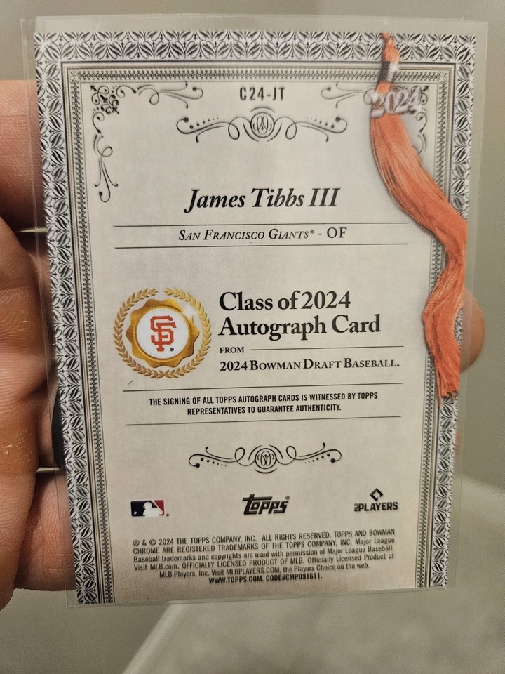 James Tibbs III 2024 Bowman Chrome Draft Class of 24 AUTO Green ...