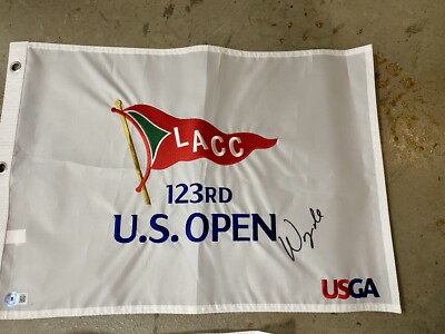 Wyndham Clark signed 2023 US Open Flag Lacc golf beckett bas coa | eBay