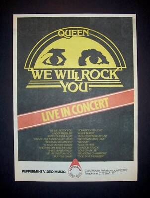 Queen We Will Rock You 1984 Poster Type Ad, Promo Advert | eBay