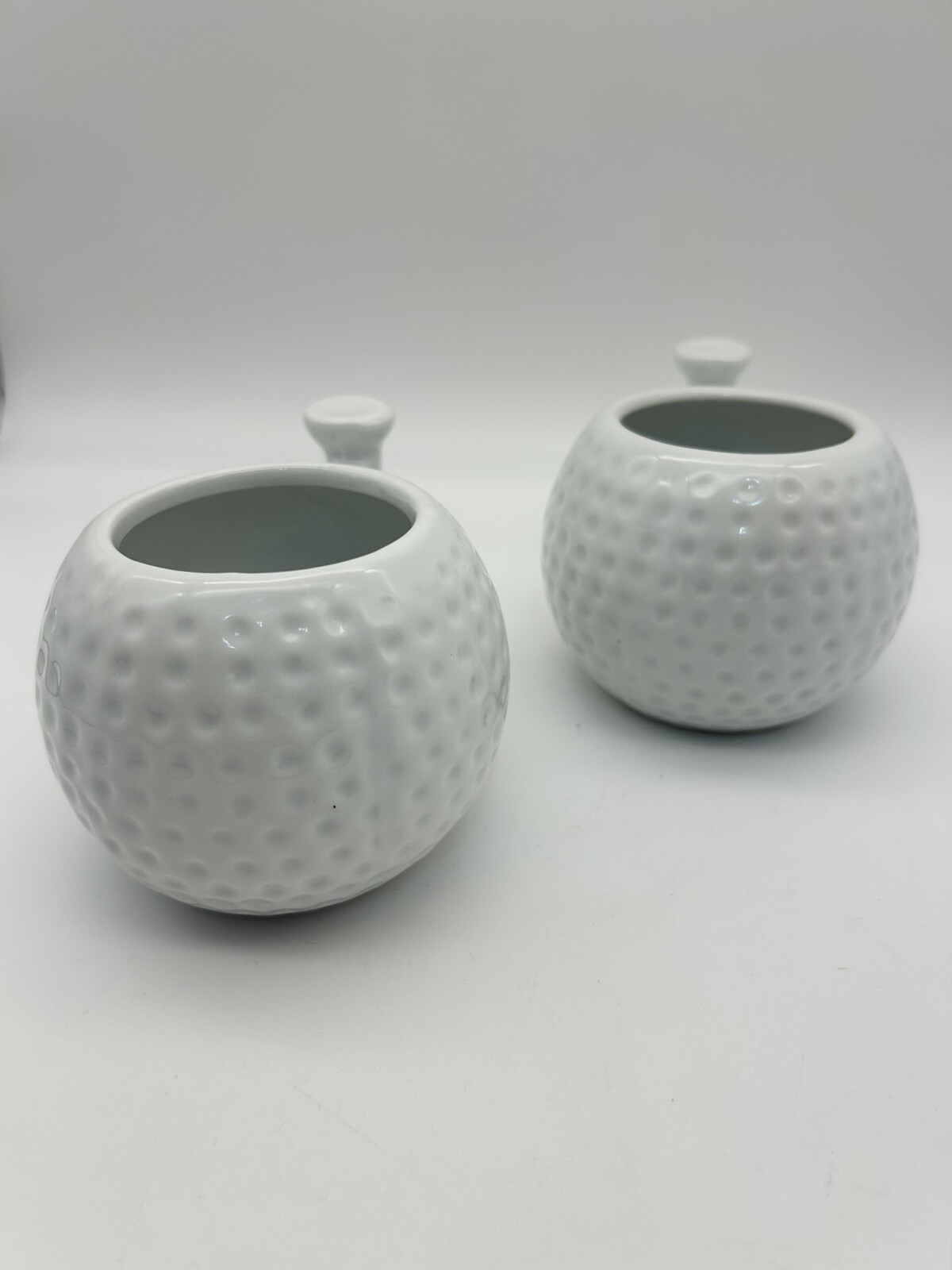 Golf ball Shaped Mugs with tee handle coffee mug /tea cup white Lot of ...