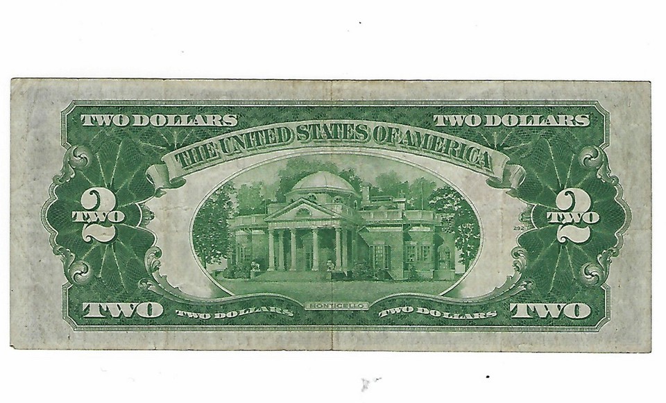 1928 D $2 Paper Money Two Dollar Currency Circulated 2 Dollars Red Seal ...