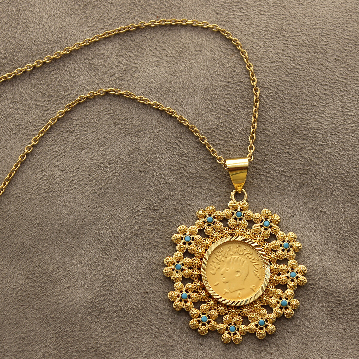 Gold Pt Shir Khorshid Lion Sun Pahlavi Kingdom Necklace Chain Persian ...