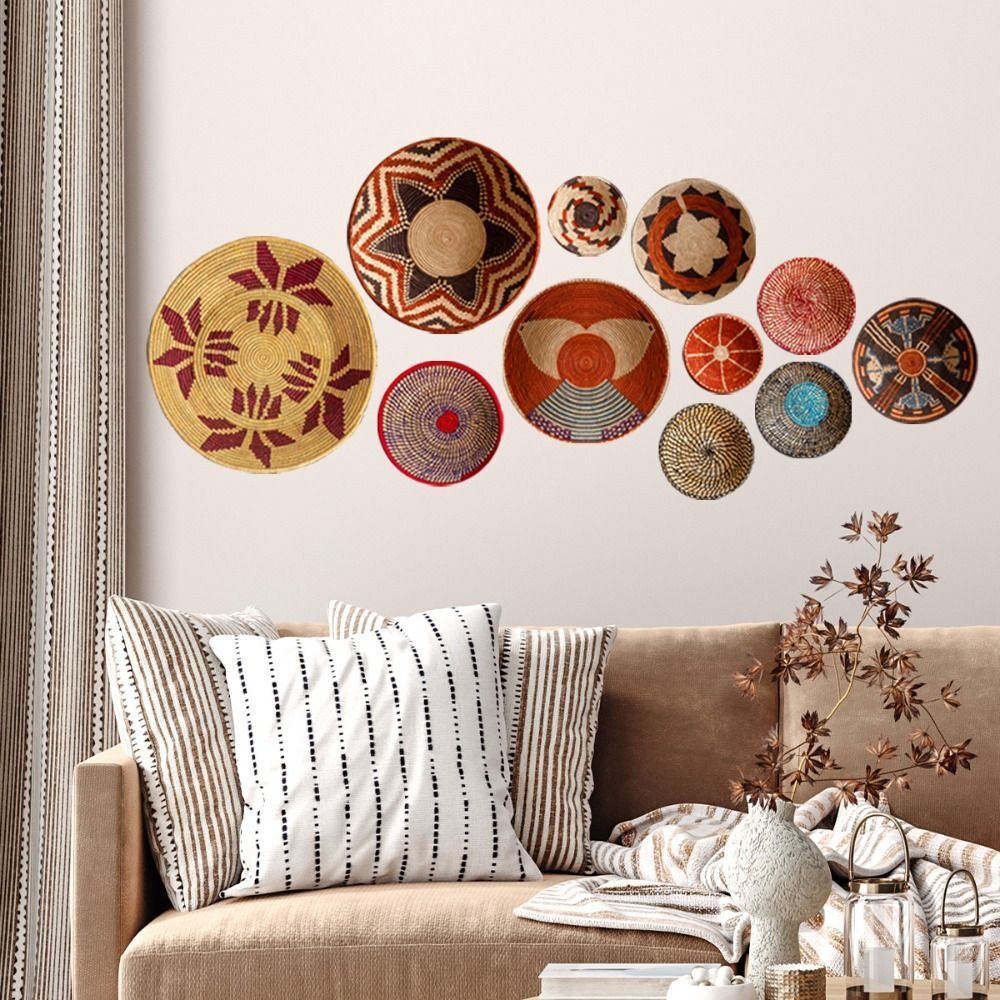 11Pcs PVC Round Wall Sticker Removable Modern Boho Wall Decor Bedroom ...