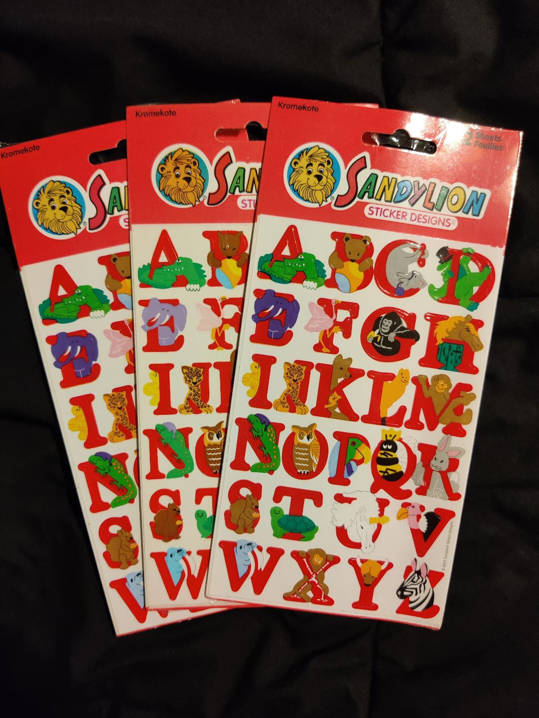 Sandylion Stickers Kromekote Vintage Animal Alphabet NIP lot of 3 | eBay