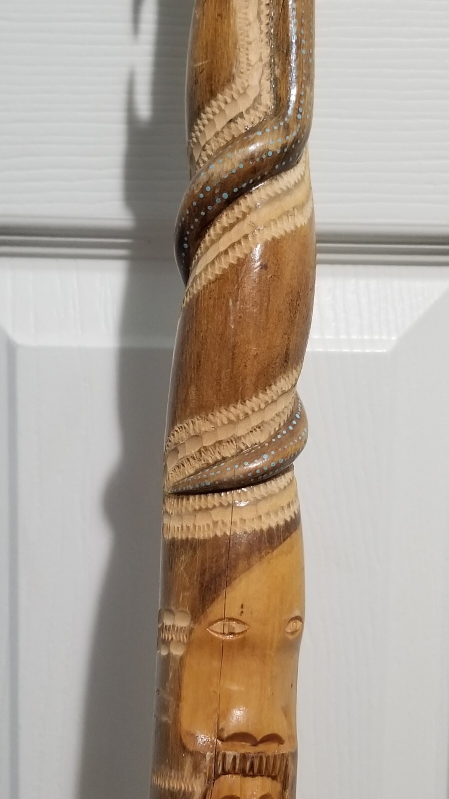 Vintage Spiral Snake Serpent Staff Folk Art Carved Wo… - Gem