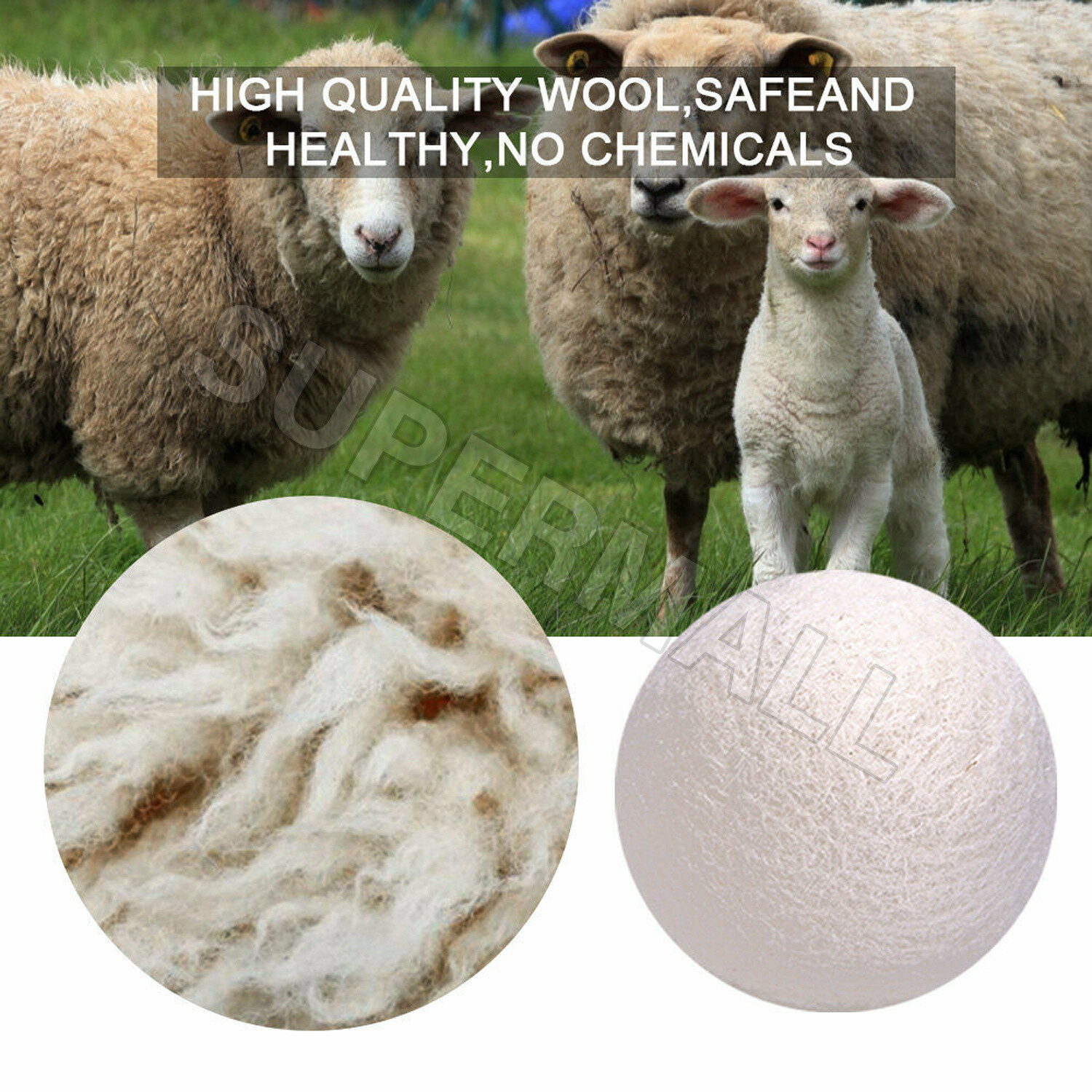 12pcs Wool Dryer Balls Organic Wool Reusable Natural Laundry Fabric OZ ...