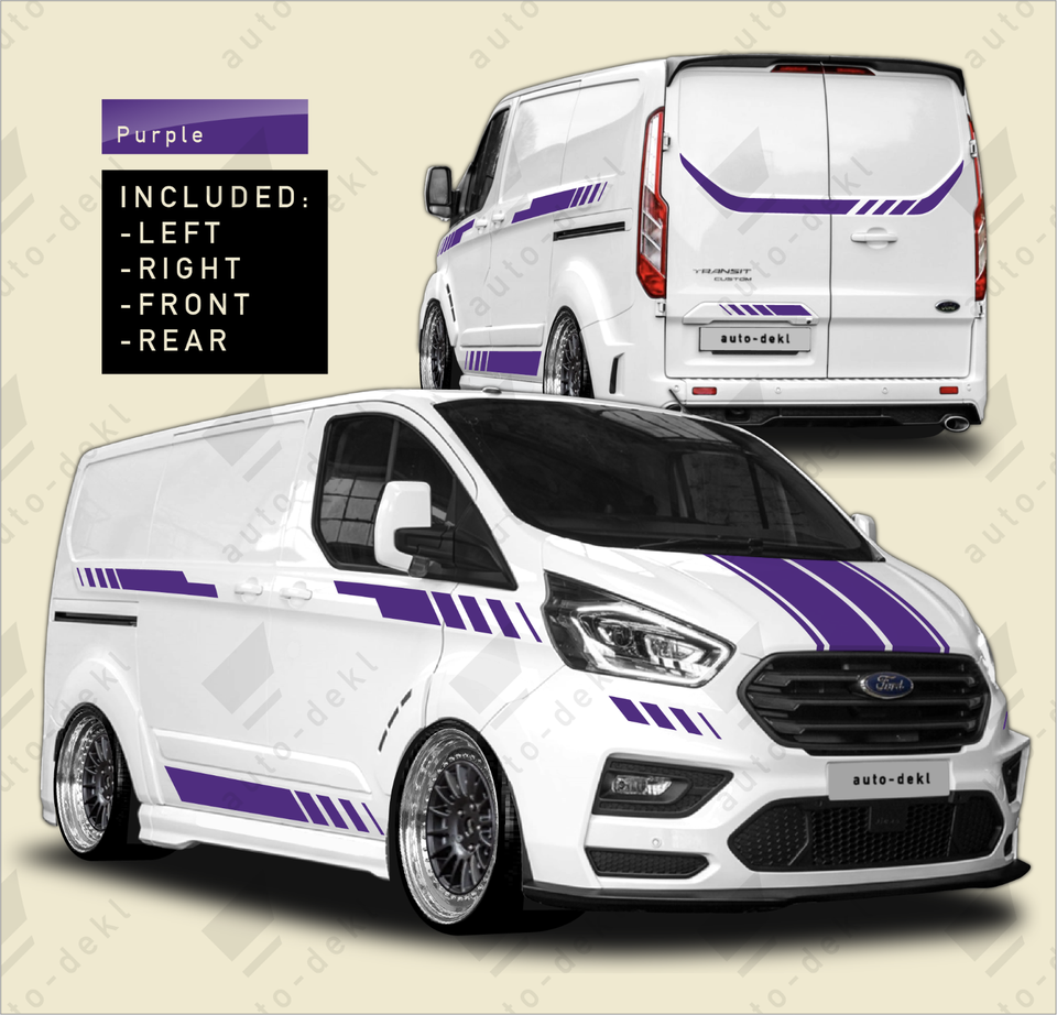 Stickers For Ford Transit Custom SWB L1 Side Stripes Decals Graphics ...