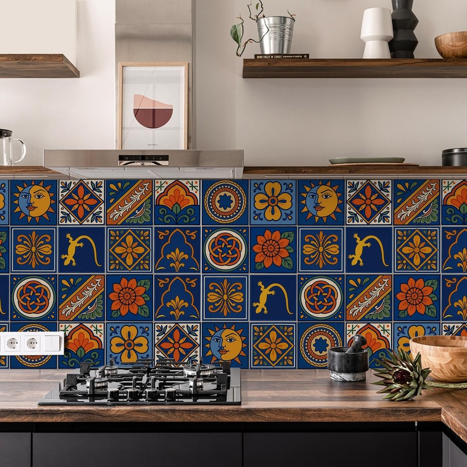 Thickened backsplash Tile Stickers Peel and Stick with Smiley face ...