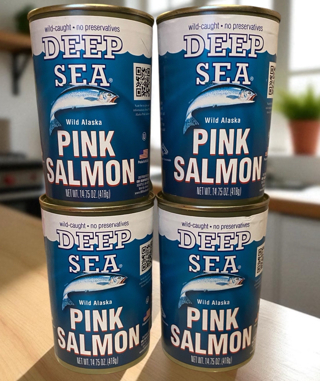 Deep Sea Pink Salmon Wild Alaska Canned 14.75 oz June 2028 - LOT OF 4 ...