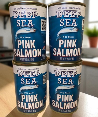Deep Sea Pink Salmon Wild Alaska Canned 14.75 oz June 2028 - LOT OF 4 ...