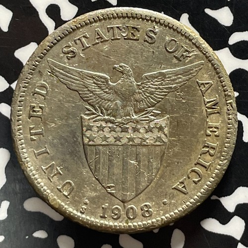 1908-S U.S. Philippines 1 Peso Lot#T5294 Large Silver Coin! Cleaned ...