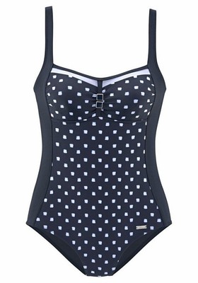 Marken Badeanzug Damen Bademode Einteiler marine weiss Gr. 46 C NEU ...