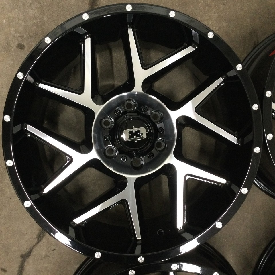 20" Vision 360 Sliver Gloss Black Machined Face Wheel 20x10 6x5.5 -29mm ...