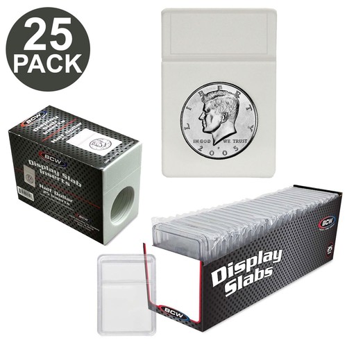 25 BCW Display Slab Coin Holder Snap Slabs + 25 30.6mm US Half Dollar ...