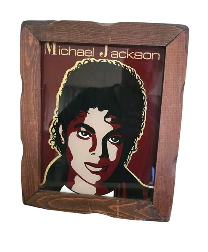 Vintage Michael Jackson Reverse Glass Carnival Fair Image Wooden Frame ...