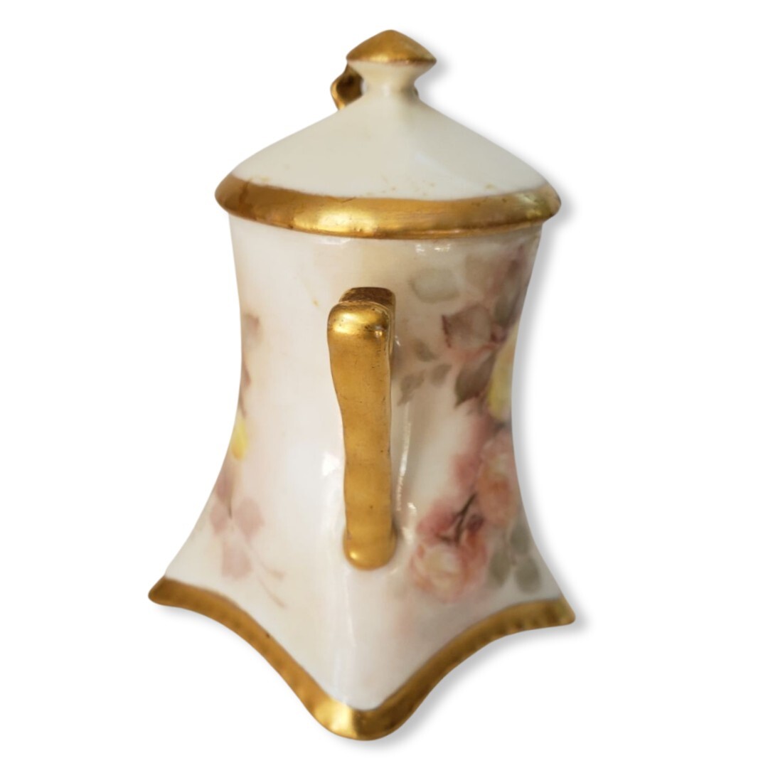 Vintage Limoges France Porcelain Handled Floral Gilt Spoon & Lid ...