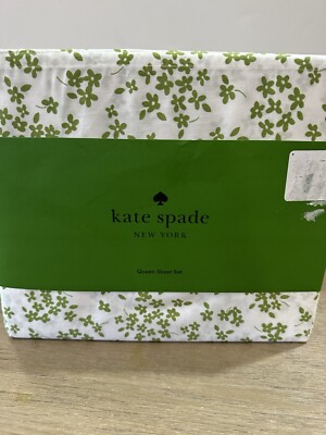 Kate Spade Queen Sheet Set 100% Cotton Percale Green Floral 4 pc | eBay