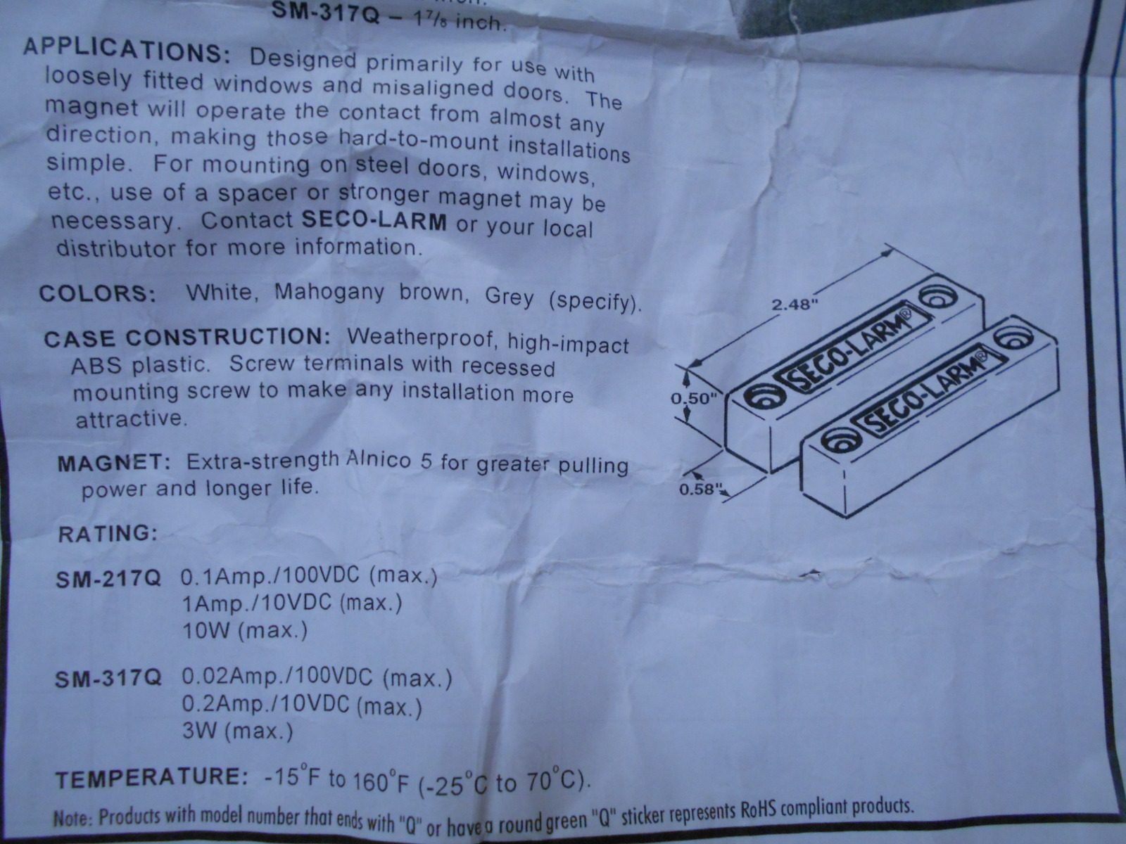 Lot of 10 SECO-LARM SM-217Q Security Miniature Surface-Mount Contact ...