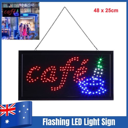Super Bright 48*25CM Flashing LED Pattern CAFE Sign Light for Cafe Shop ...