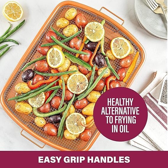 Copper Crisper Oven Tray Non Stick Baking Tray Elevated Mesh for Air ...