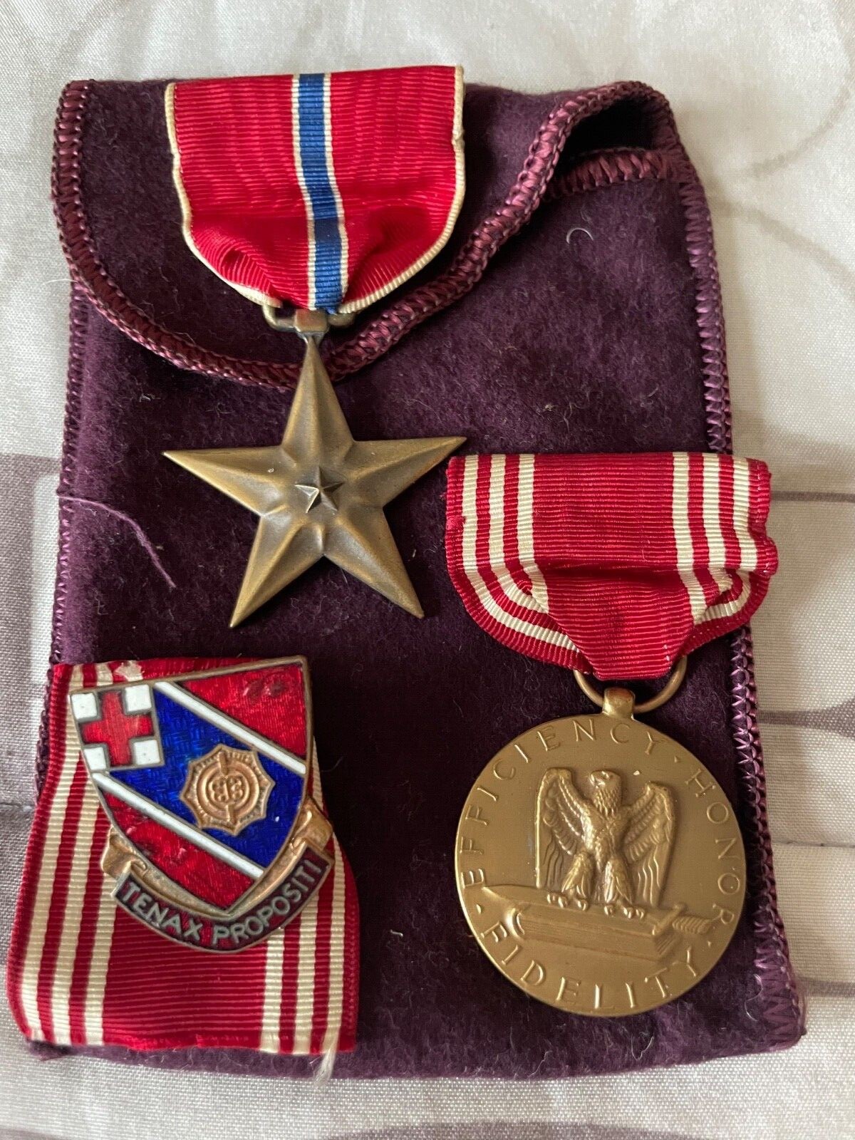 WW2 Era US Army Military Bronze Star Medal Ribbon Pin & Others Lot of 3 ...