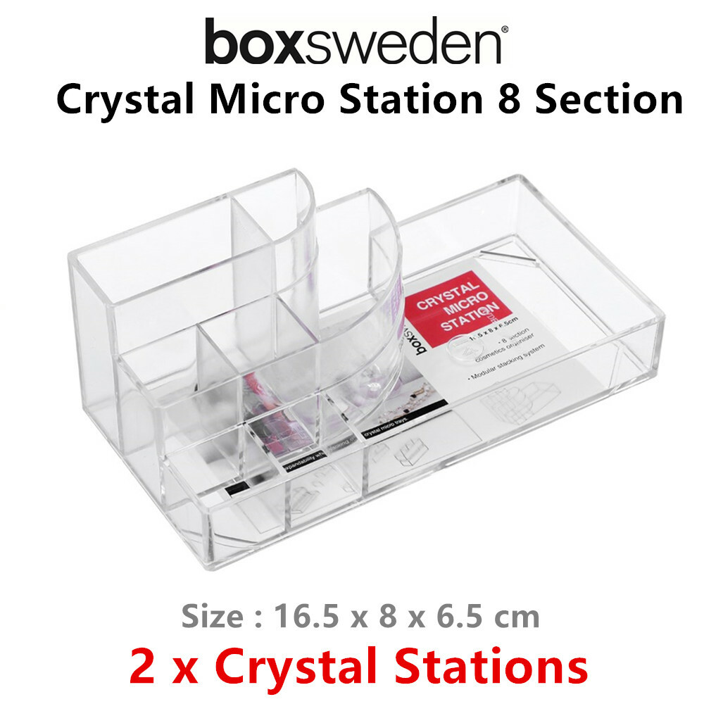 2 x Stackable Crystal Micro Tray Cosmetic Station Organiser Mackup ...