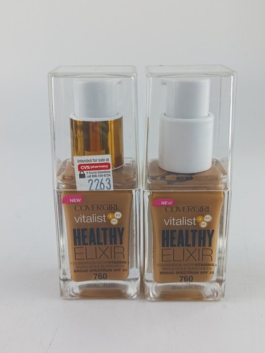 2 PACK COVERGIRL VITALIST HEALTHY ELIXIR FOUNDATION SPF 20 760 CLASSIC TAN | eBay