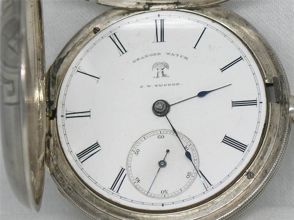 RARE 1866 AMERICAN WALTHAM GRANGER / TUCKER COIN SILVER POCKET WATCH ...