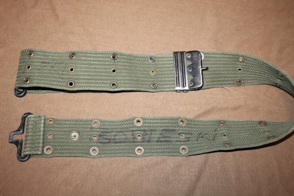 Original WW2 U.S. Army OD Web Gun Belt, U.S. Stamped w/GI's Name | eBay